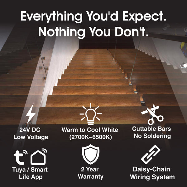 LED Stair Lights Kit 10 Steps 500mm | App Controlled Warm to Cool White ...