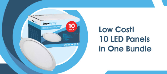 Pack of 10 Circular LED Panels, 18w, 225mm Diameter