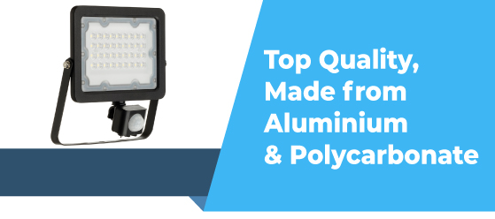 30w IP67, LED Floodlight With PIR Sensor, 6000K IP65 Black