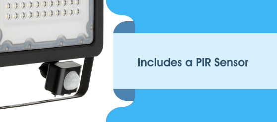 50w LED Floodlight With PIR SENSOR, IP67, 6000K IP65 Black
