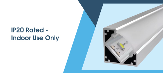 Pack of 3 Corner Aluminium LED Profiles, 2M - Angled 45 Degree