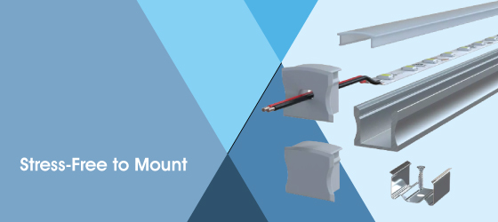 Pack of 3 Surface Mounted Aluminium LED Profiles, 15mm Deep and 2M Long