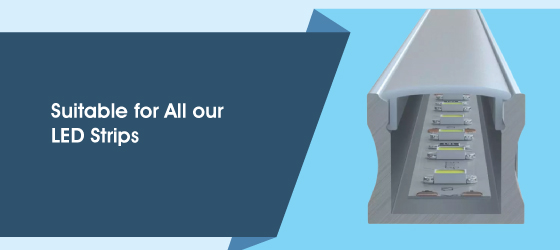 Pack of 3 Surface Mounted Aluminium LED Profiles, 1 Metre