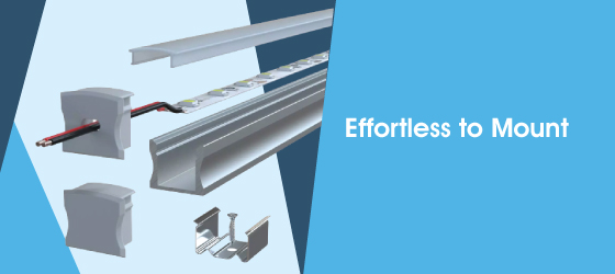Surface Mounted Aluminium LED Profile - 1 or 2m Long