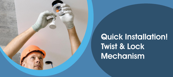 Die-Cast Fire Rated GU10 Downlight Twist & Lock. Fixed White