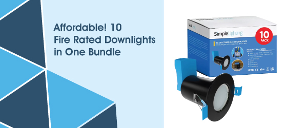 Pack of 10 Matt Black Fire Rated GU10 Downlights